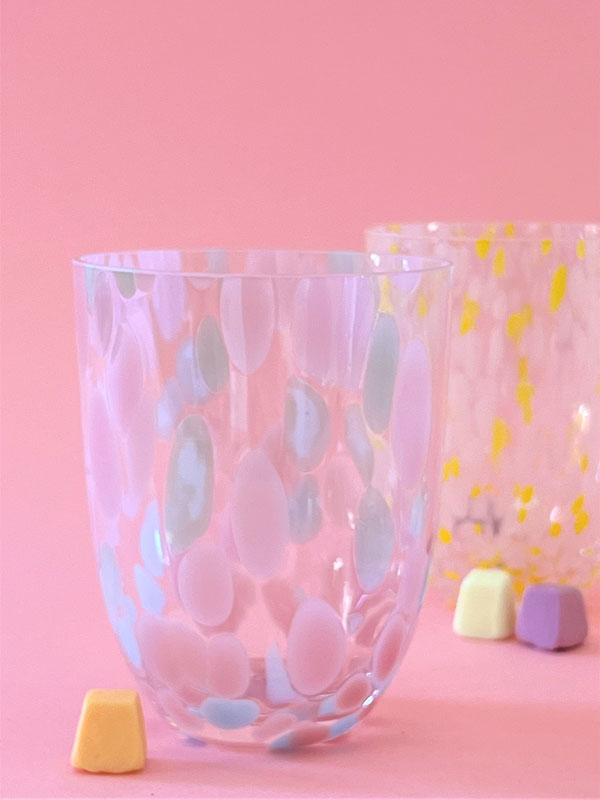Trinkglas Big Confetti Tumbler Rosa Light Blue von Anna von Lipa - erkmann