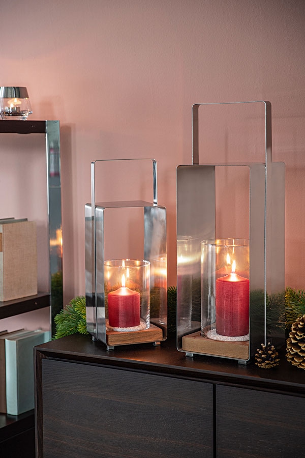 Fink Laterne Magnus Teakholz mit Glaseinsatz (46cm)