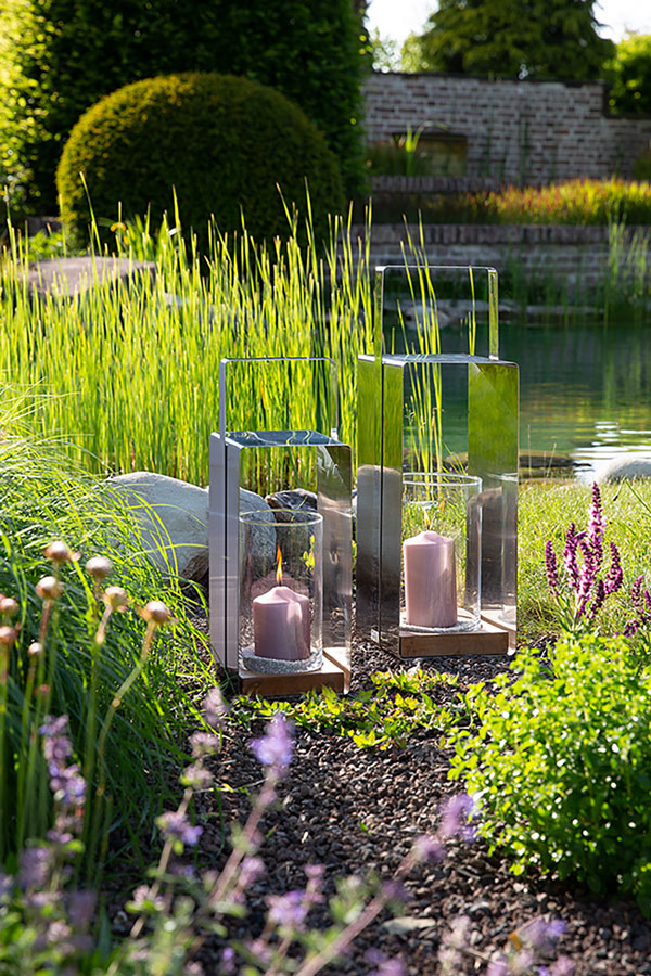 Fink Laterne Magnus Teakholz mit Glaseinsatz (46cm)