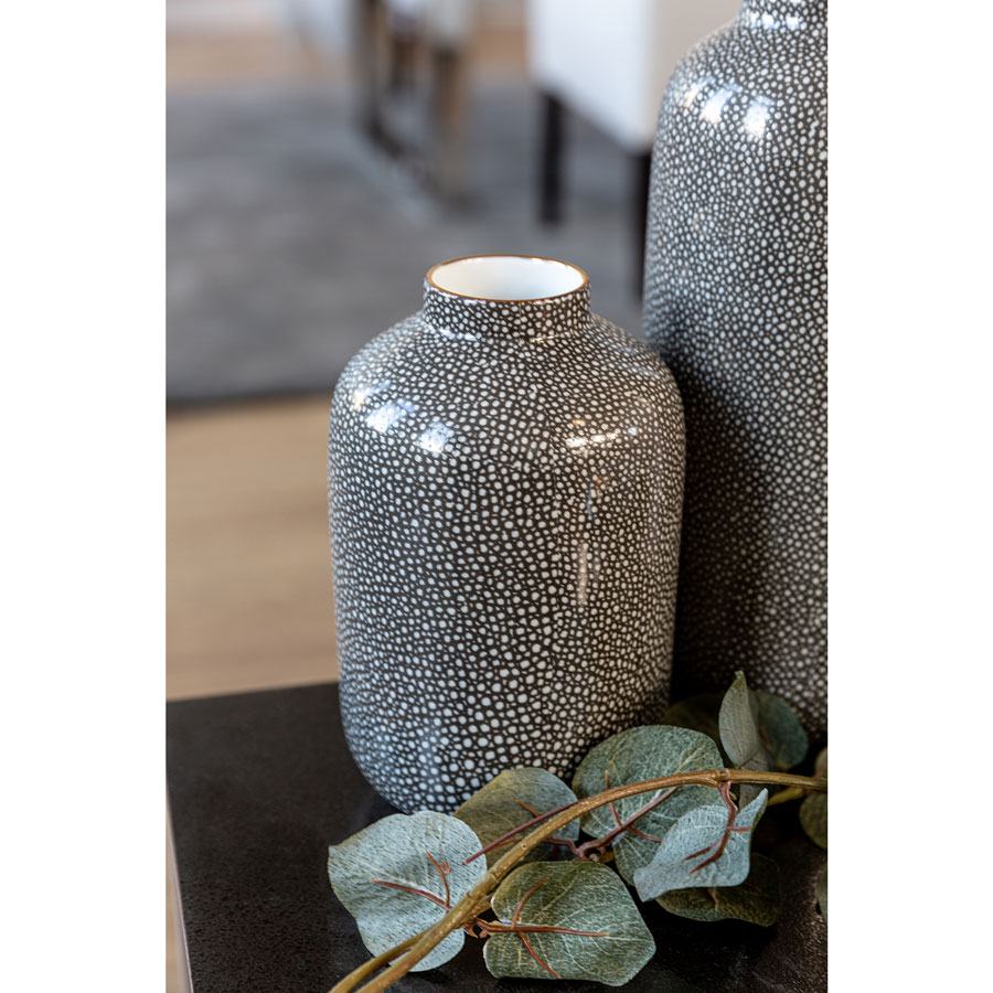 Fink Vase Roy Hellgrau mit Goldrand (21cm)