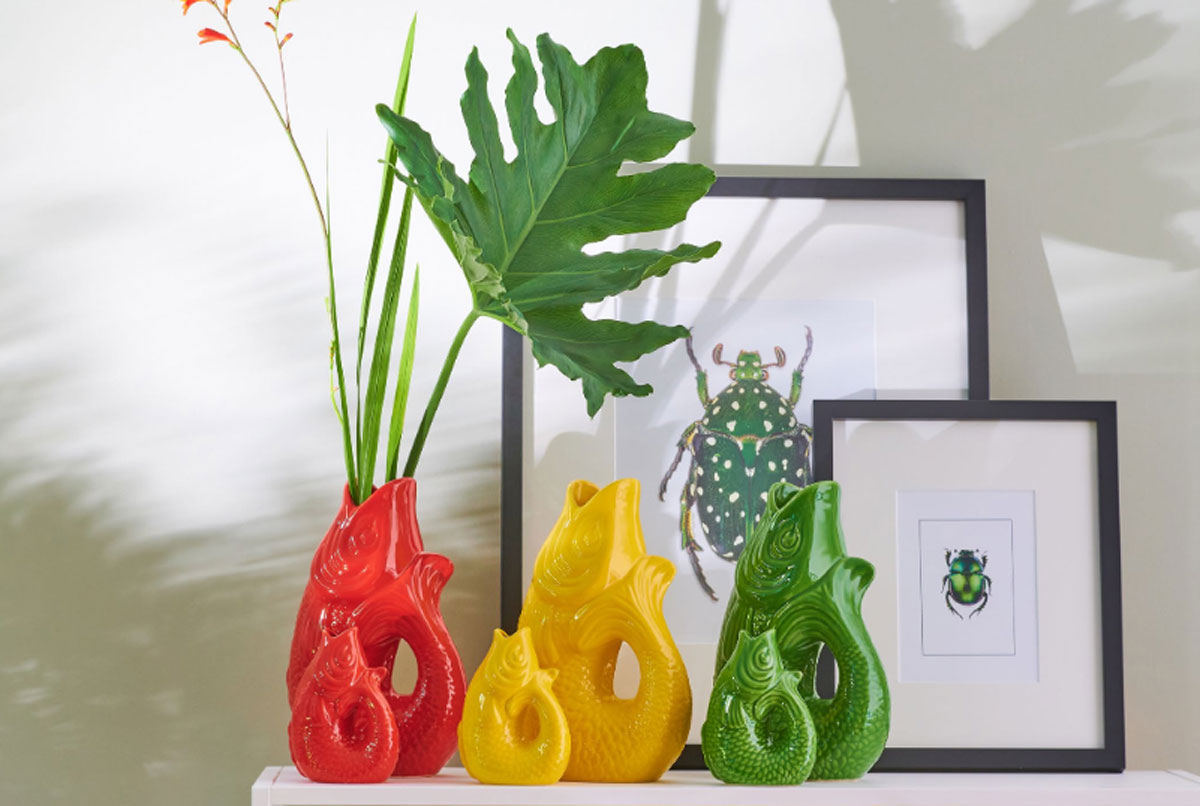 Gift Company Vase/Karaffe Monsieur Carafon Fisch Grau