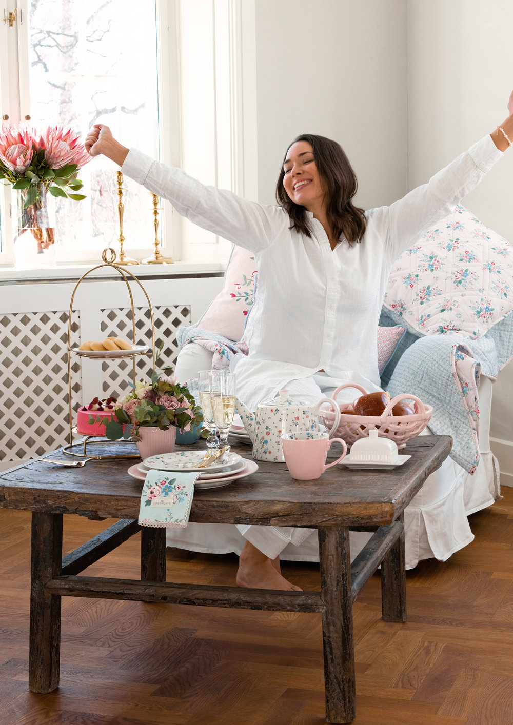 Espressotasse mit Untertasse Adelena Weiß von Greengate