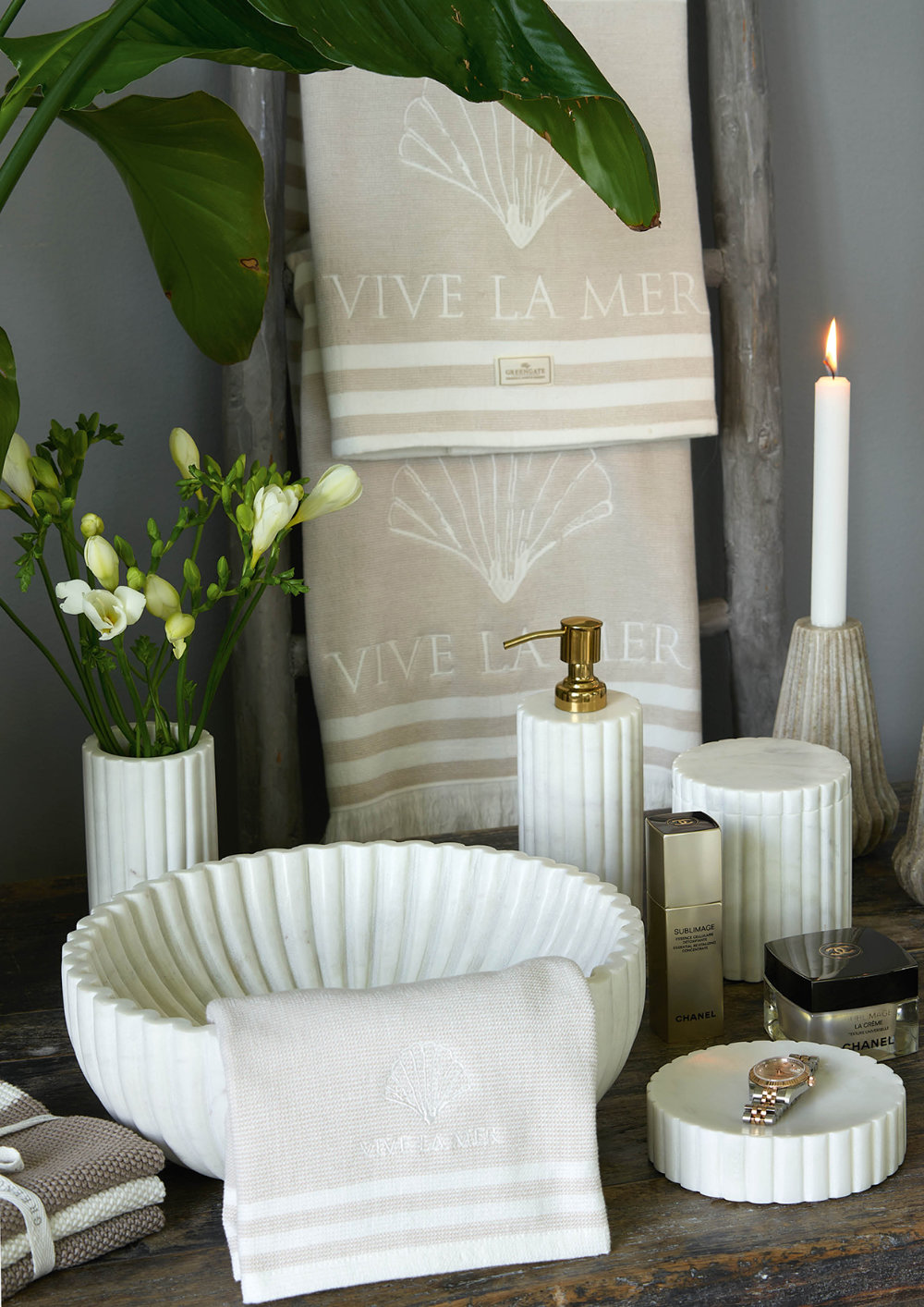 Kerzenhalter Marmor White (16cm) von Greengate