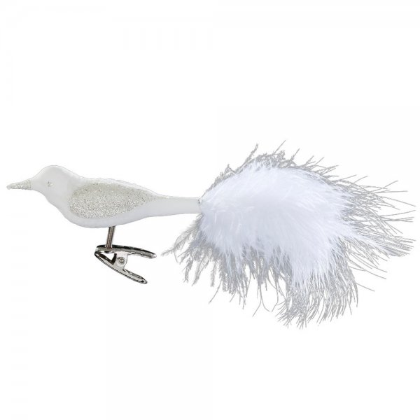Inge Glas Christbaumschmuck Vogel Schneeweiße Feder (10