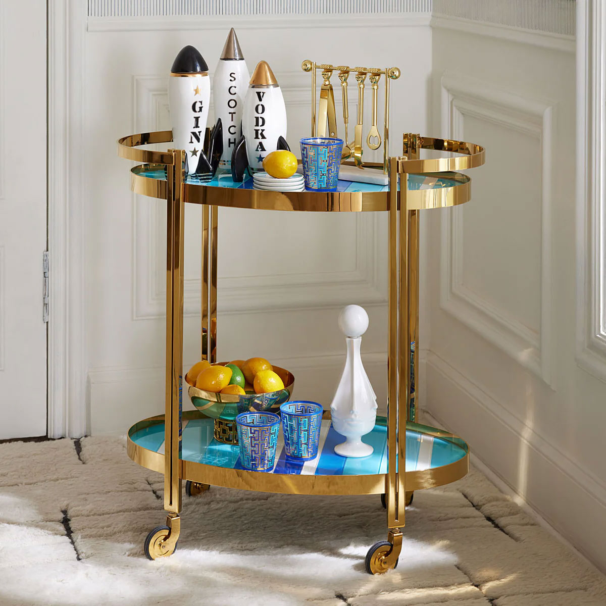 Jonathan Adler Barwagen Ultramarine Bar Cart