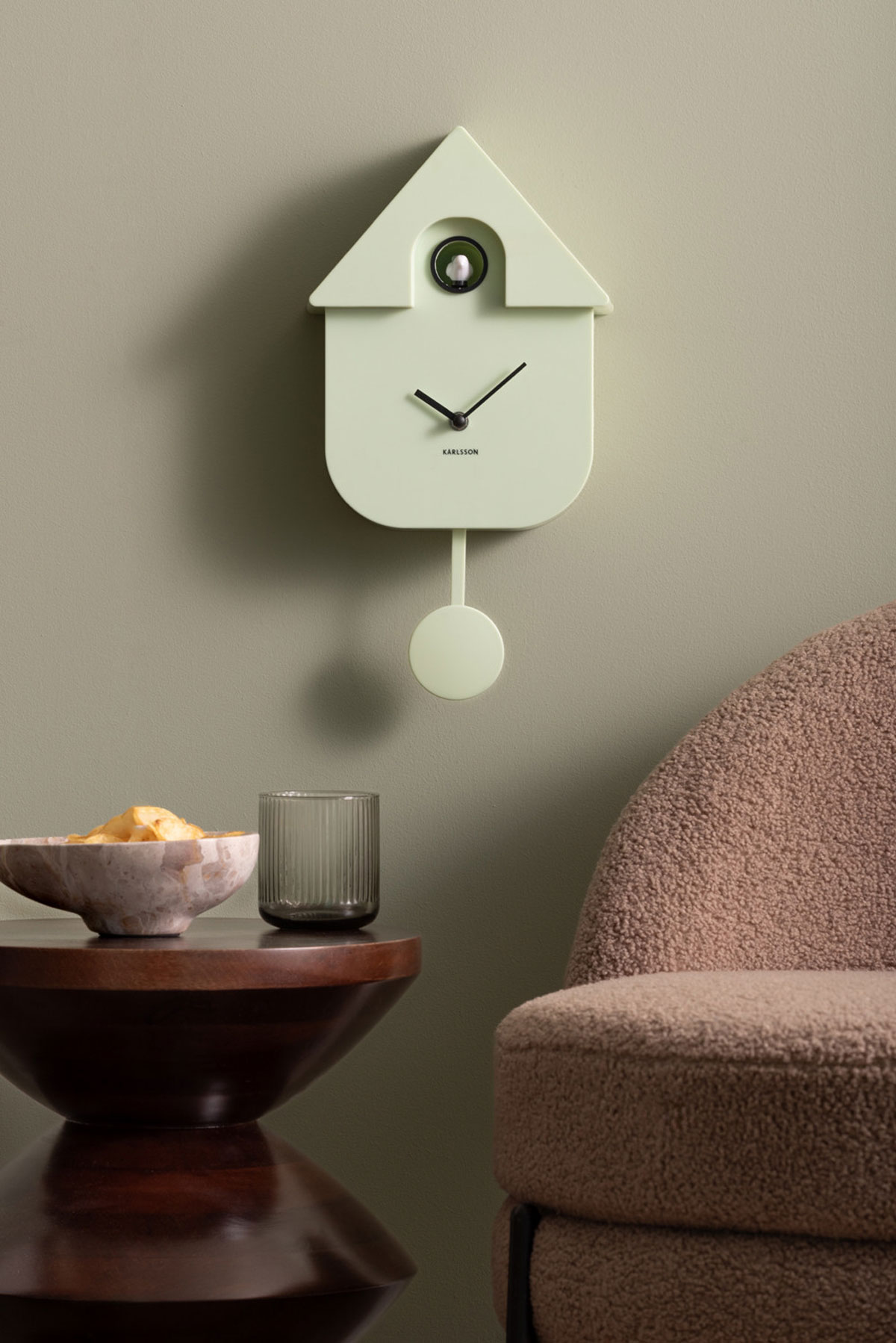 Karlsson Kuckucksuhr Wall Clock Modern Cuckoo Soft Gree