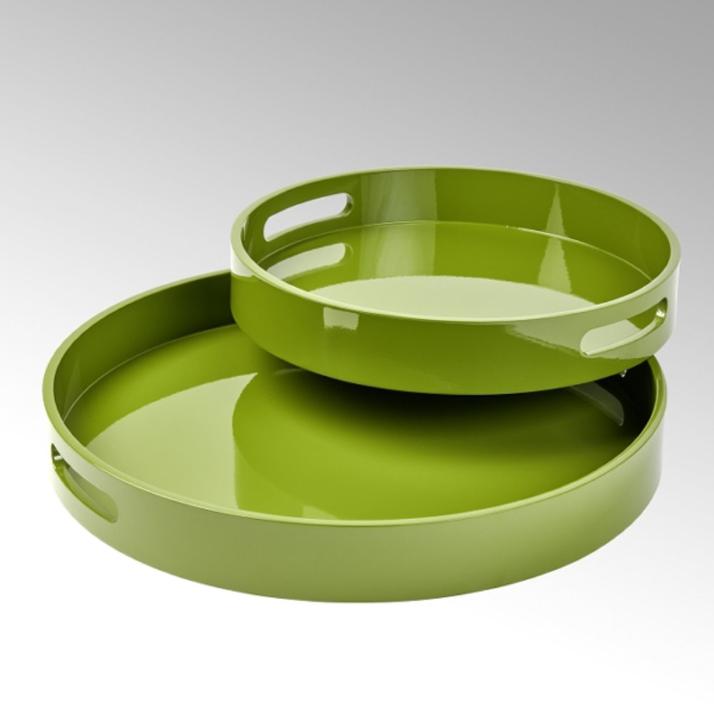 Tablett Enzo MDF Lackiert Rund Grün von LAMBERT