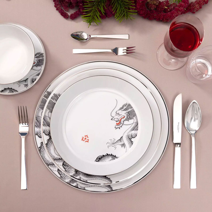 Meissen Dessertteller Vitruv Glücksdrache Platinum 22cm