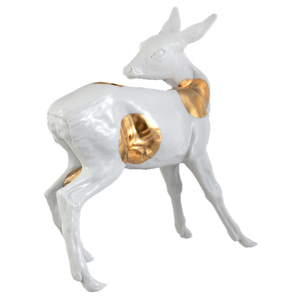 Porzellanfigur Reh Gold staffiert von Meissen - erkmann