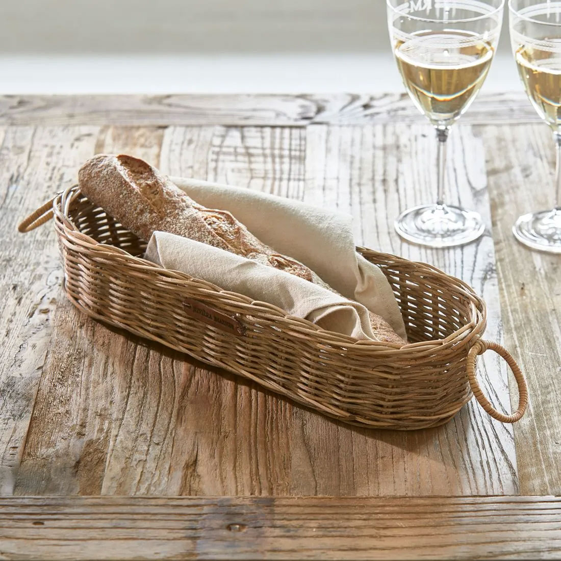Brotkorb Fresh Baguette Basket Rustic Rattan von Rivier