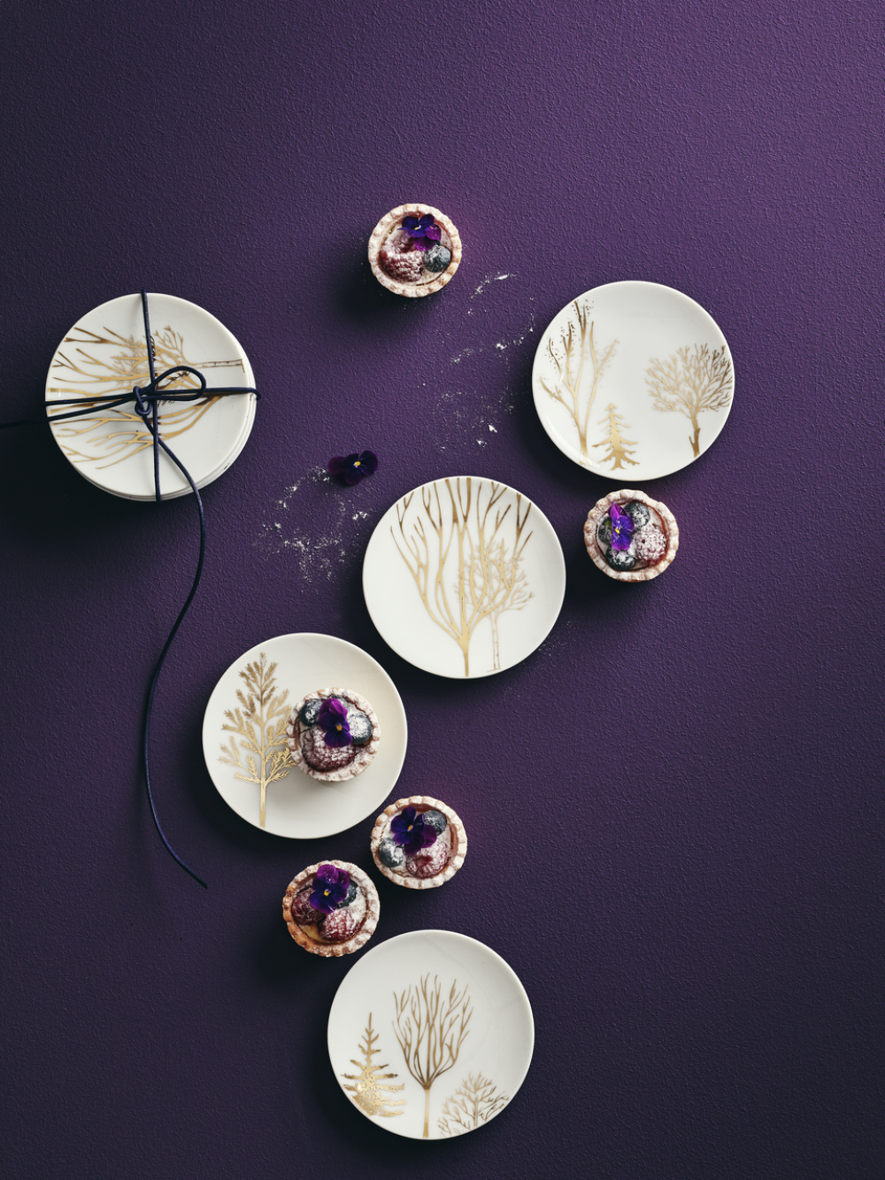 Teller-Set flach TAC Gropius Festive Trees Rosenthal