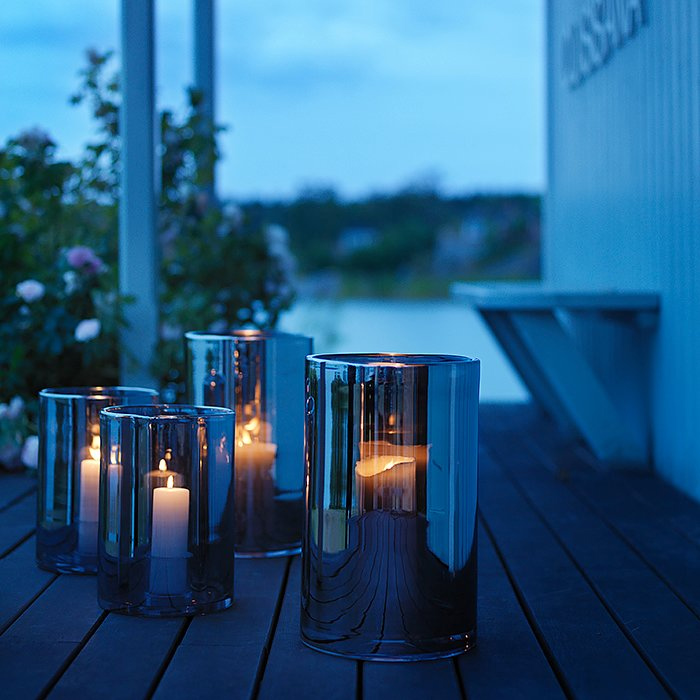 Windlicht Metallic Silber (18cm) von Skogsberg and Smar